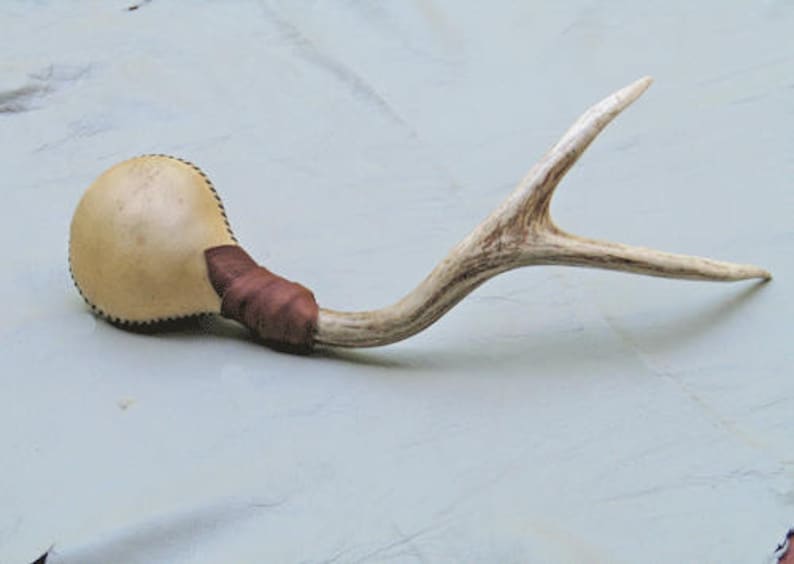 SOLD Rawhide Rattle With Deer Antler Handle and Buckskin - Etsy