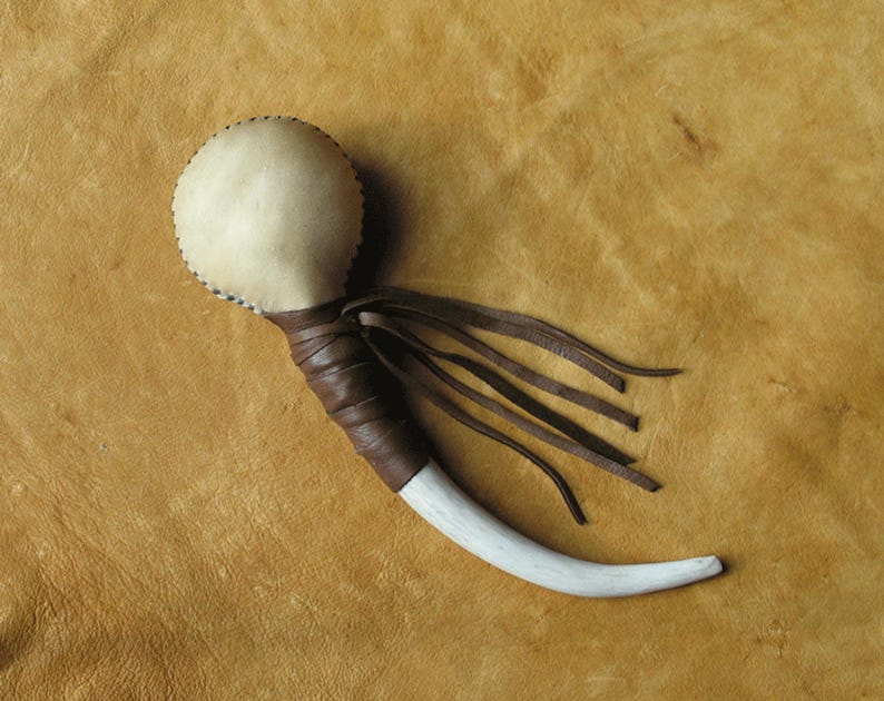 Rattle Shamanic Deer Rawhide With Deer Antler Handle - Etsy