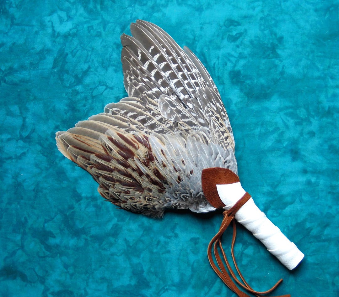 Shaman's Smudge Fan Pheasant Wing With White and Saddle Buckskin - Etsy