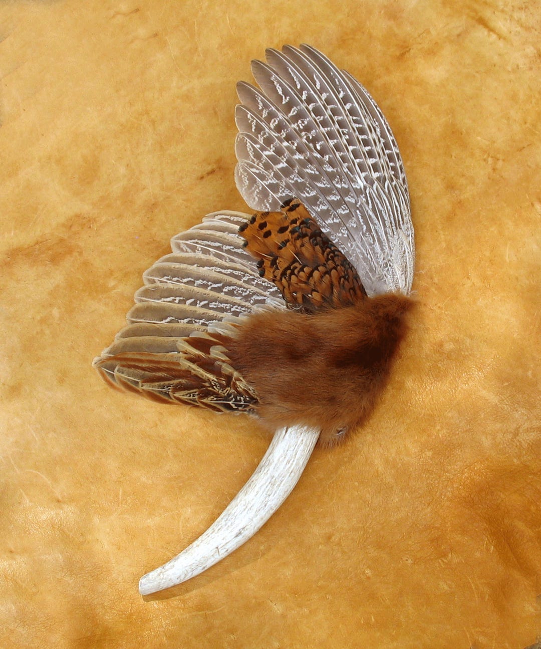 Pheasant Wing Smudge and Aura Cleansing Fan With Red Fox Fur and Deer ...