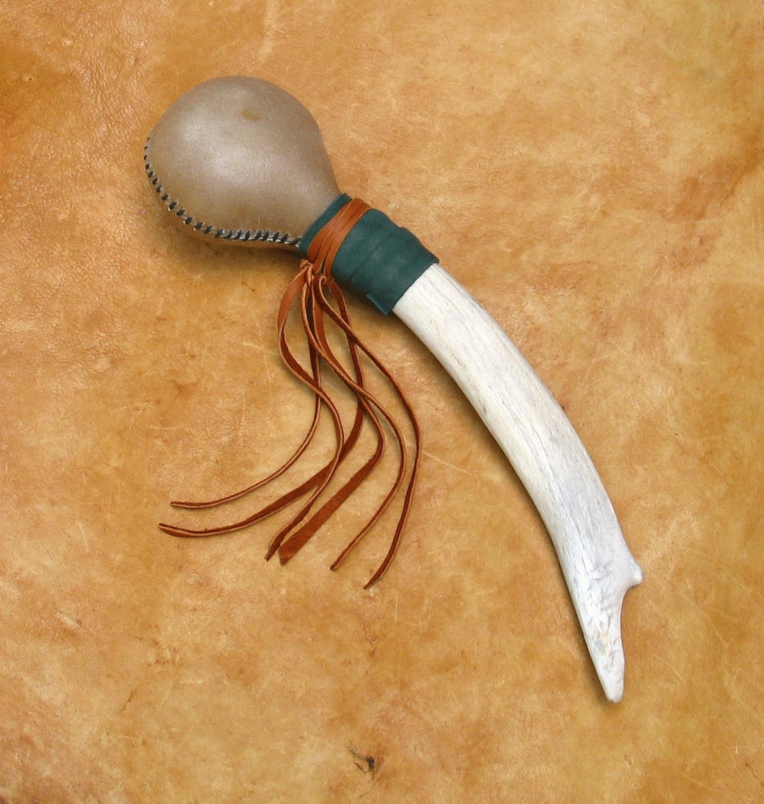 Extra Large Buffalo Rawhide Rattle With Elk Antler Tine - Etsy