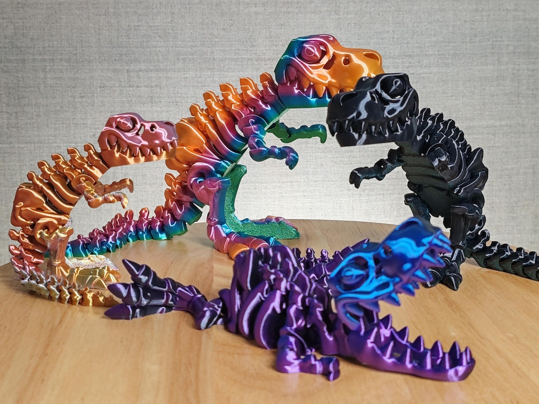 Articulated T-rex Skeleton 3D Printed Dinosaur Fidget Toy Flexi Factory ...