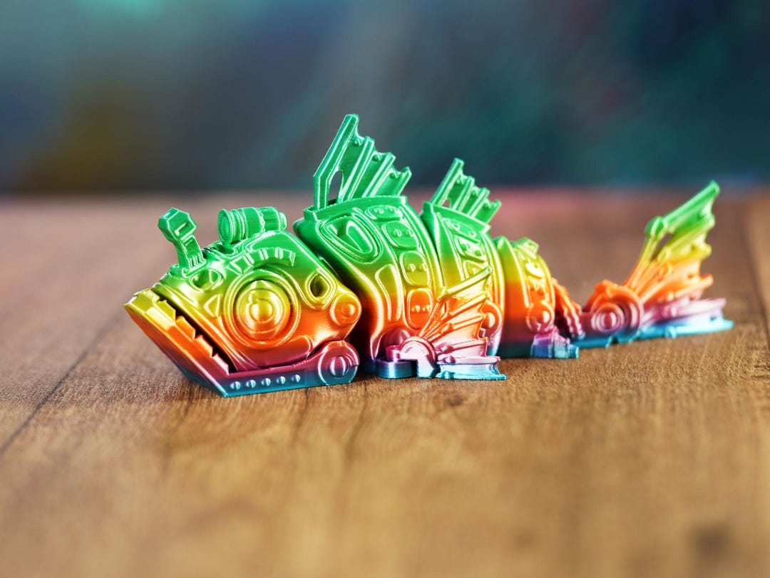 Articulated Cyber Fish Fidget Decor: 3D Printed Desk Toy - Etsy