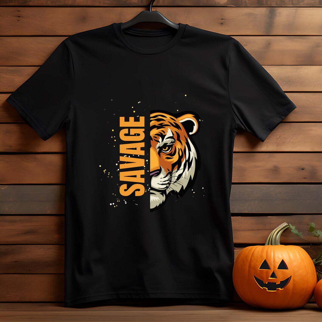 Tiger T-shirt Design, Savage Tiger PNG, Retro Tiger Design, Trendy ...