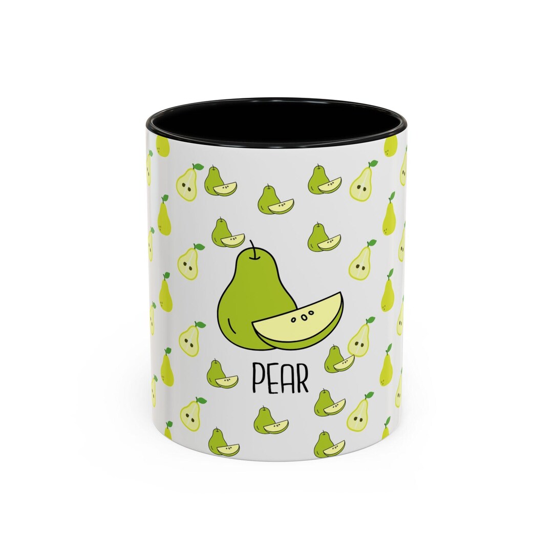 Whimsical Pear Accent Coffee Mug | Cute Fruit Gift, Kitchen Decor, Tea ...