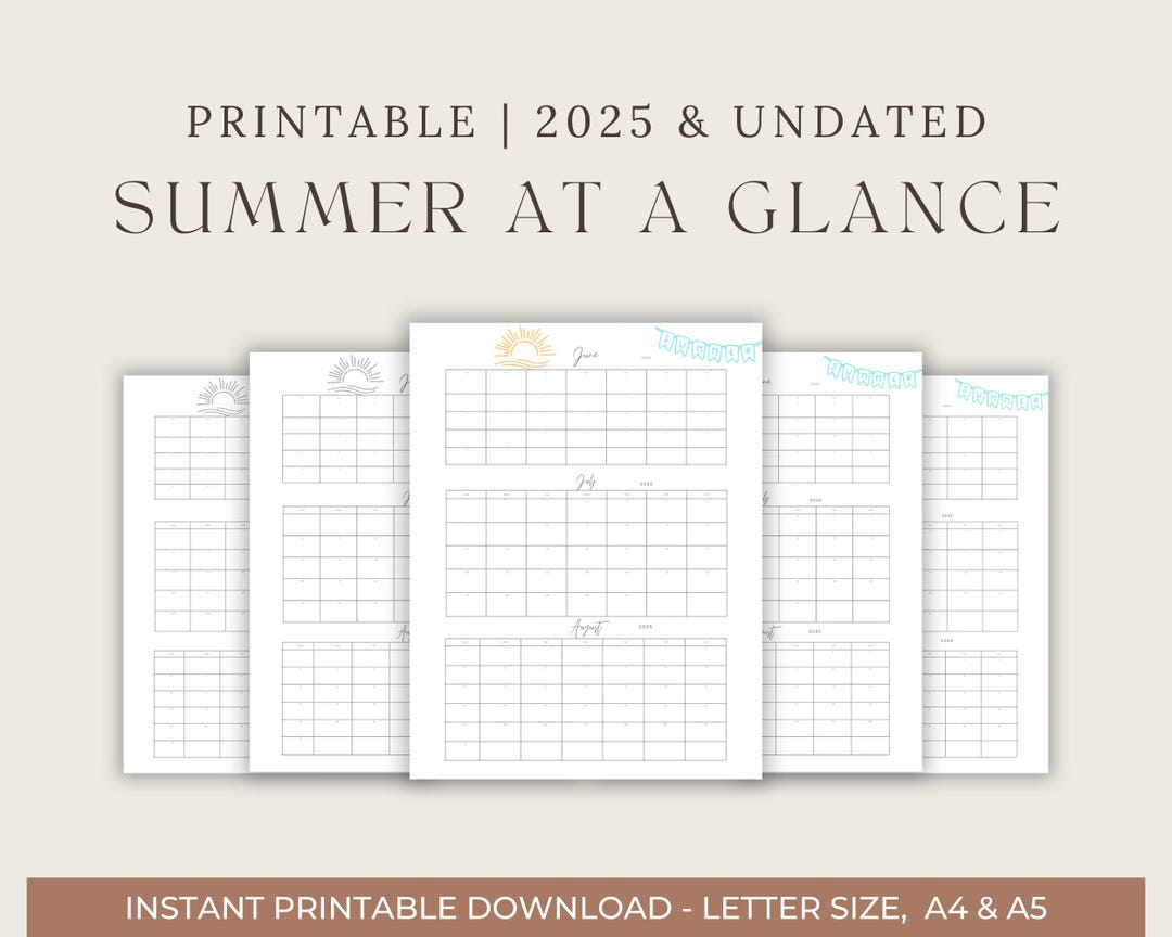 Summer at a Glance 2025 Summer Organizer and Undated Calendar, 3 Month ...