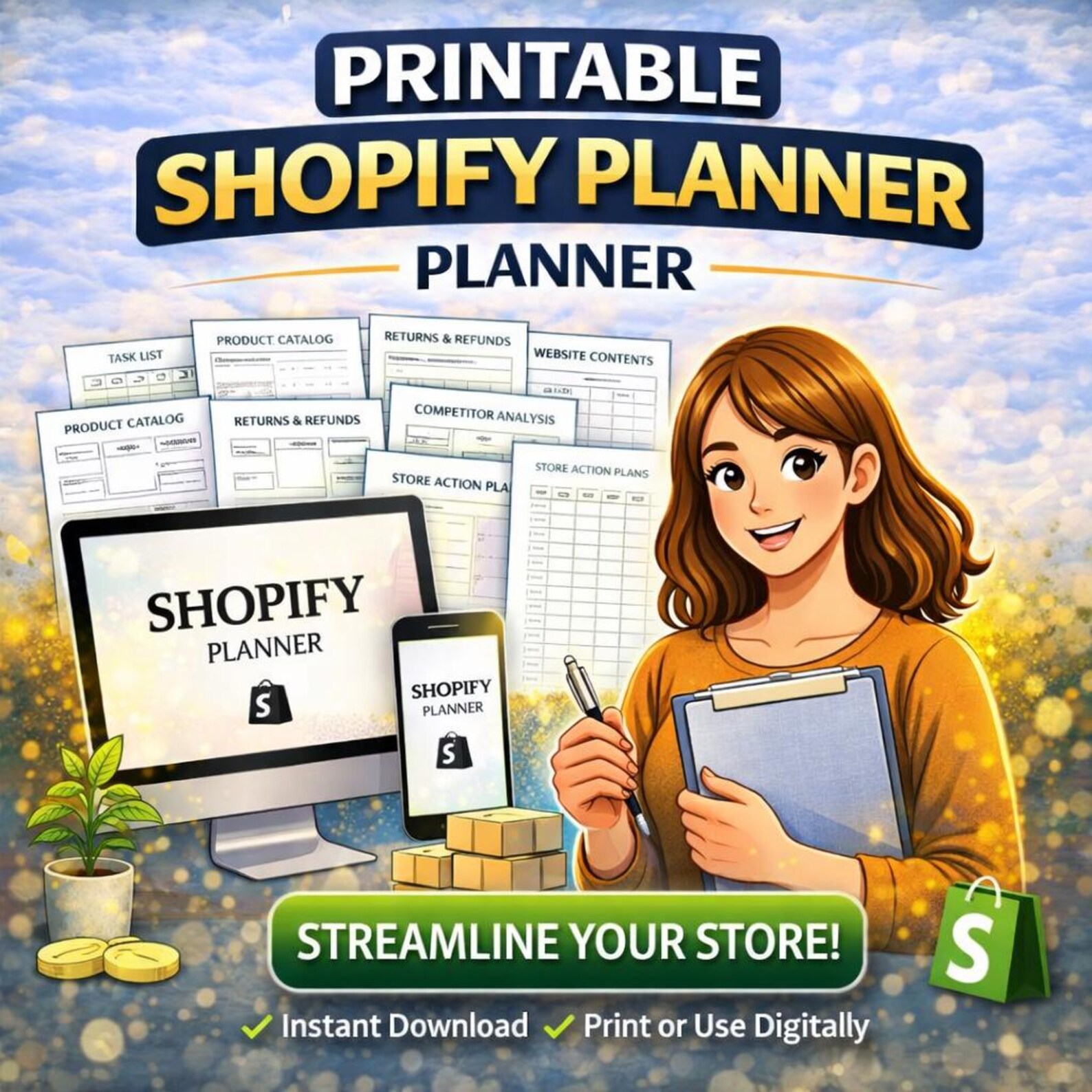 Shopify Store Planner Business Launch Checklist Digital Download ...