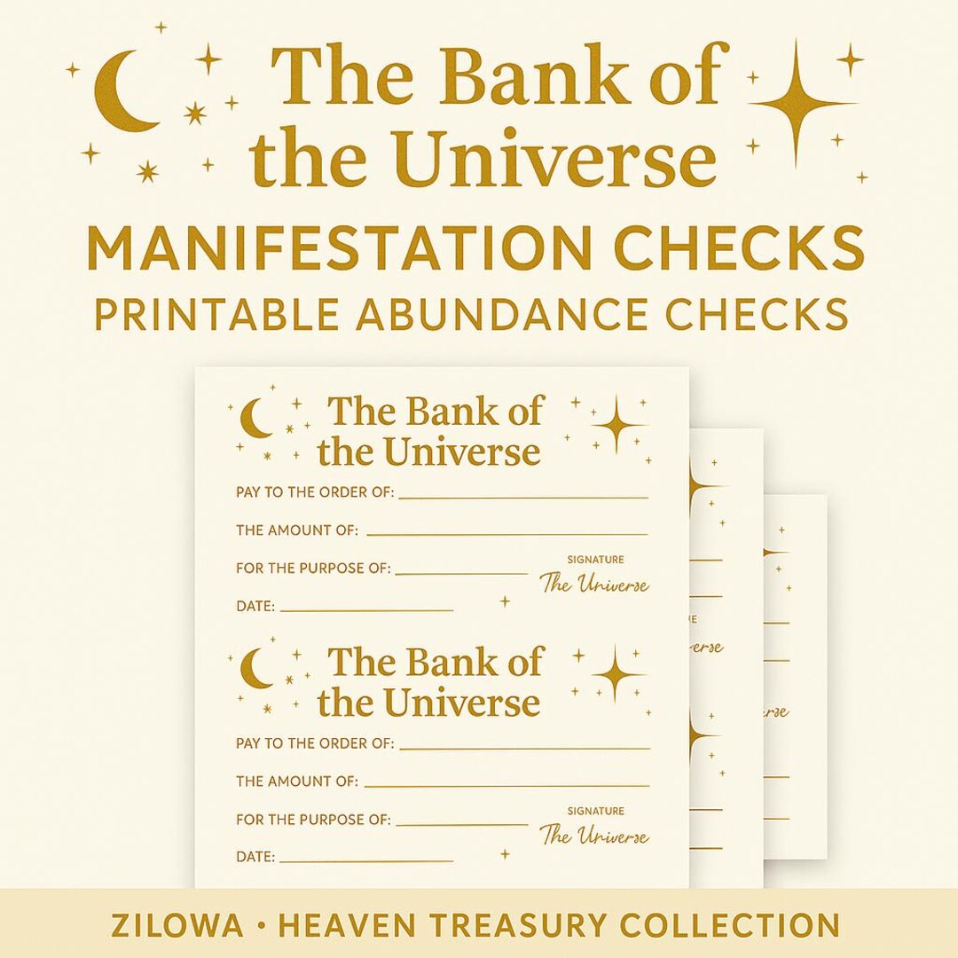 Celestial Gold Manifestation Checks | Law of Attraction (printable PDF ...