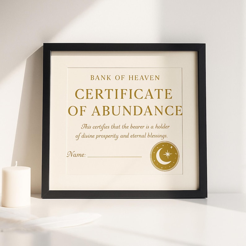 Printable Certificate of Abundance | Celestial Prosperity Art ...