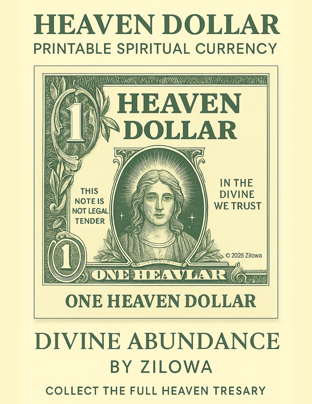 Manifestation One Dollar | Printable Spiritual Currency (PDF) - Etsy UK