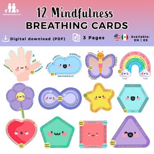12 Mindfulness Breathing Cards – Printable PDF for Kids | Bilingual (EN ...