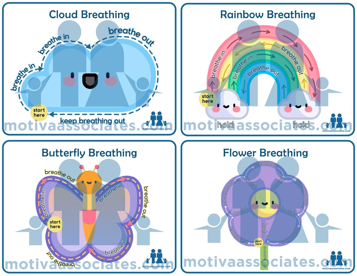 12 Mindfulness Breathing Cards – Printable PDF for Kids | Bilingual (EN ...