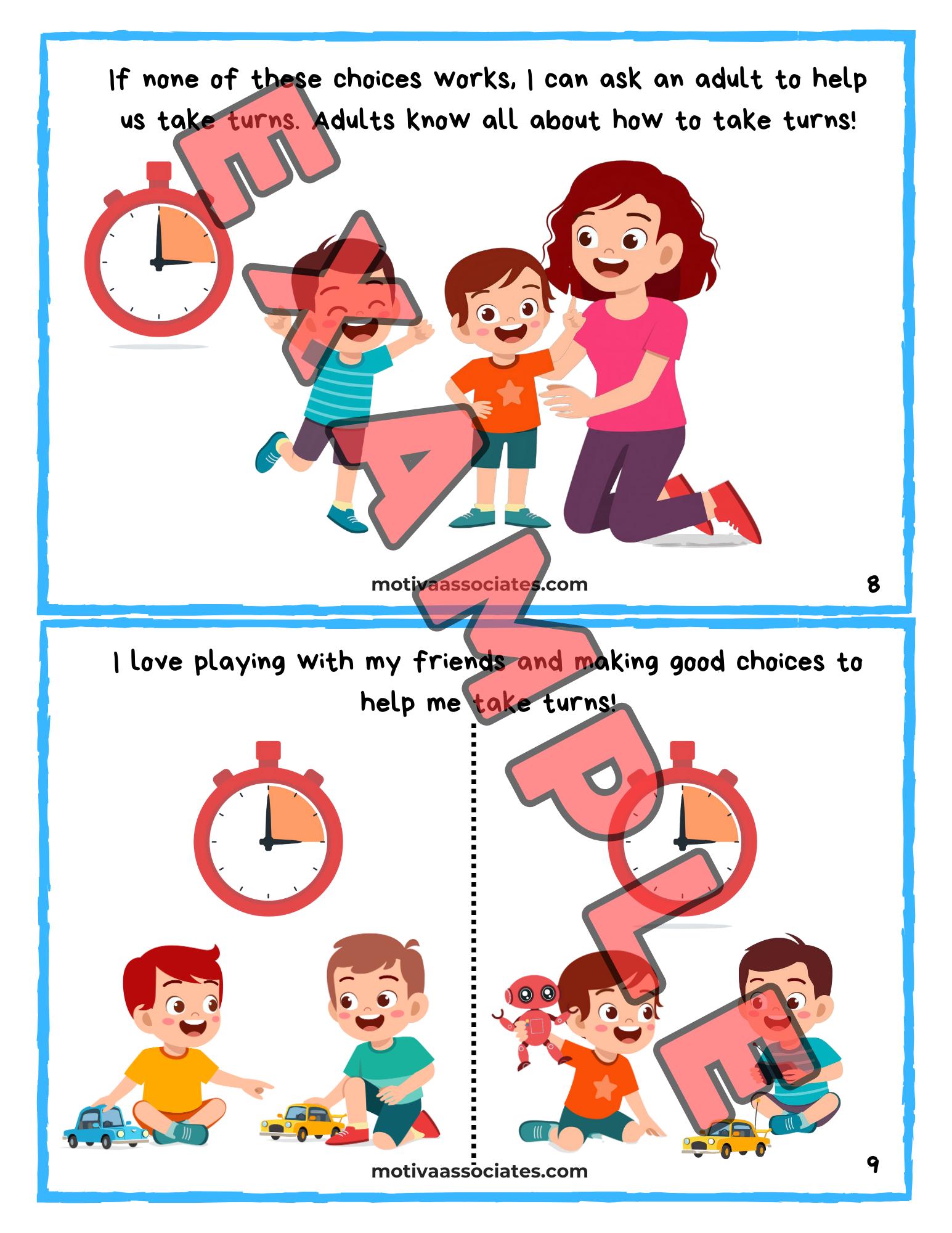 Social Story - Sharing and Taking Turns / Compartir Y Tomar Turnos ...