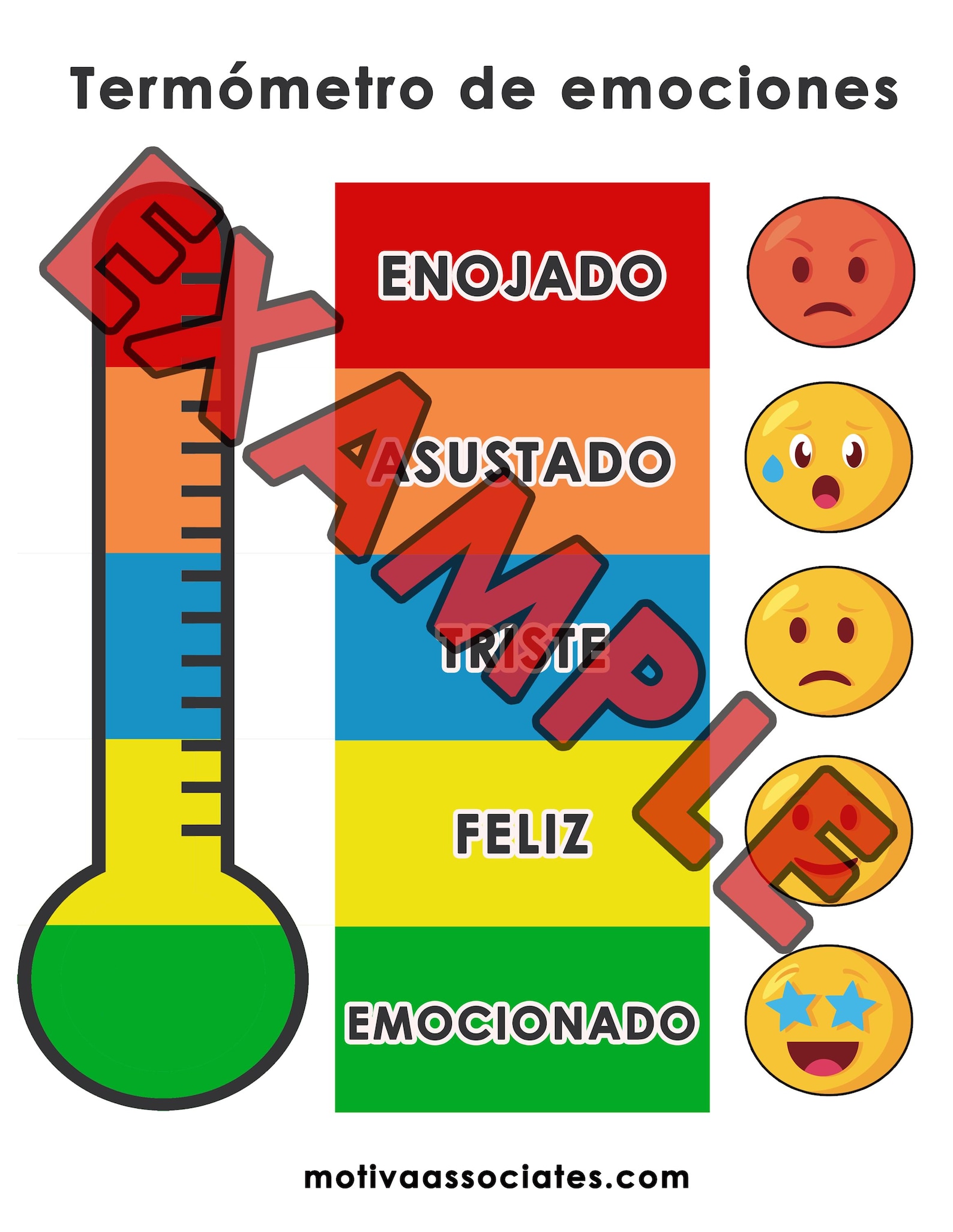 Feelings Thermometer / Termometro De Emociones (english & Spanish) - Etsy