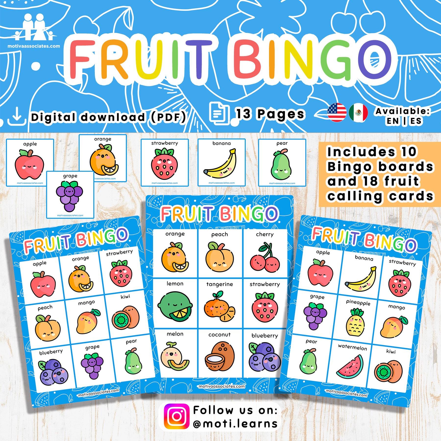 Fruit Bingo Game Printable PDF | Preschool & Kindergarten Learning ...