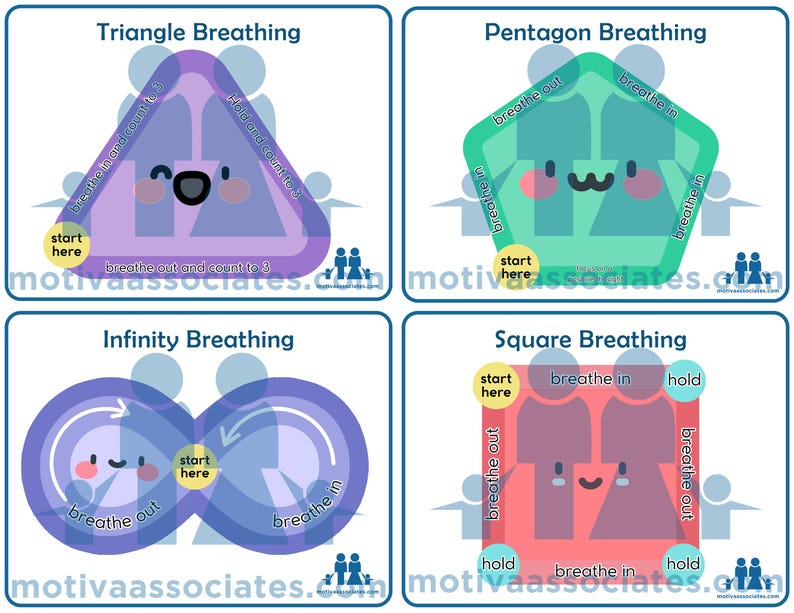 12 Mindfulness Breathing Cards – Printable PDF for Kids | Bilingual (EN ...