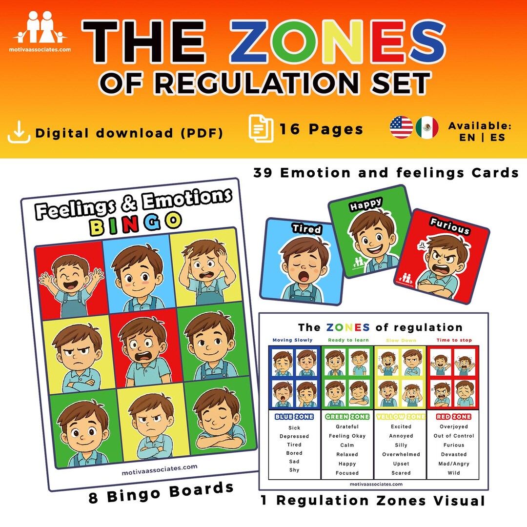The Zones of Regulation Set – Emotional Learning Activity | Printable ...
