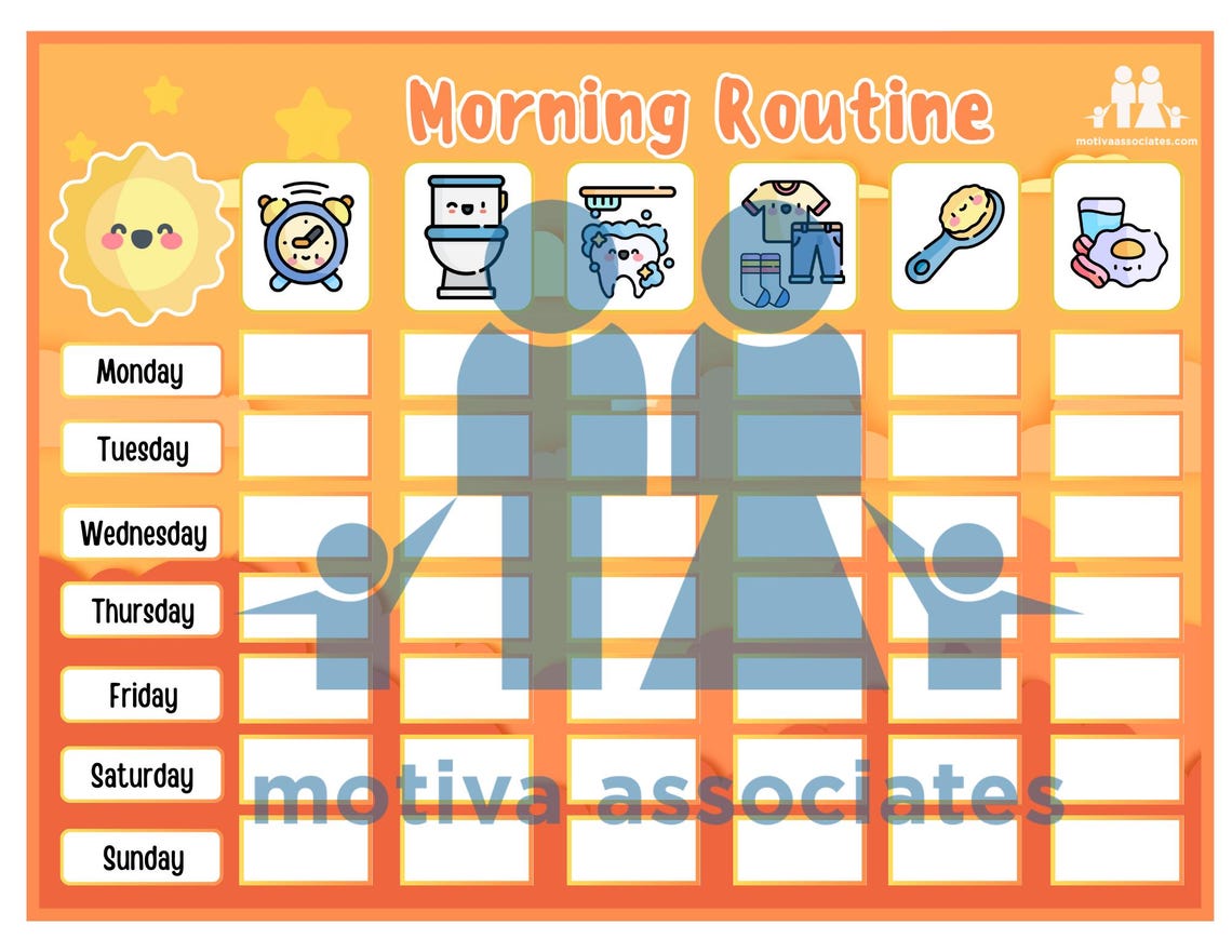 Morning Routine Chart for Kids | Visual Schedule Printable | Bilingual ...