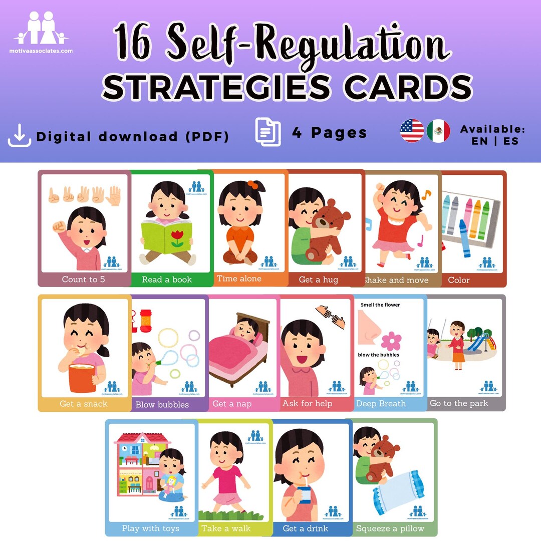 Bilingual Self-regulation Cards for Kids: Calm Down Strategies (PDF ...