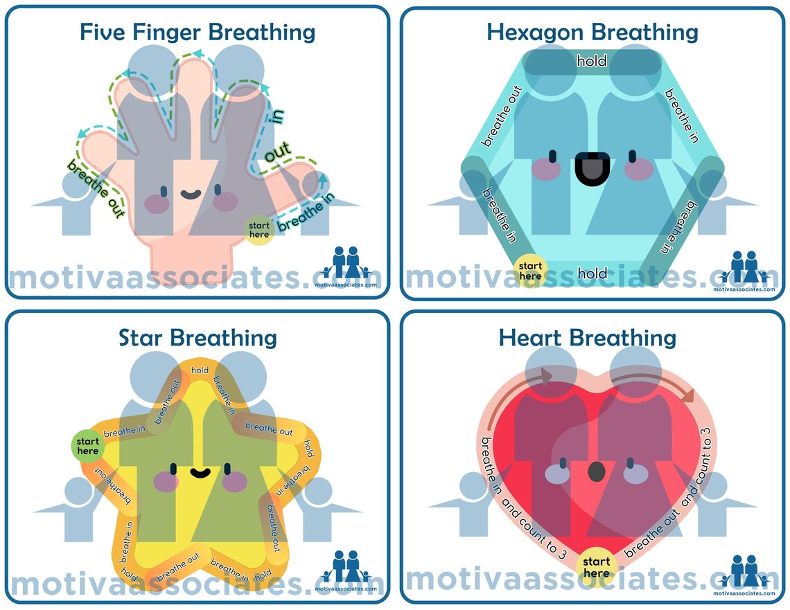 12 Mindfulness Breathing Cards – Printable PDF for Kids | Bilingual (EN ...