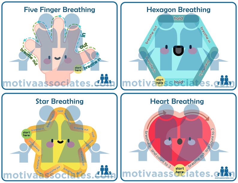12 Mindfulness Breathing Cards – Printable PDF for Kids | Bilingual (EN ...