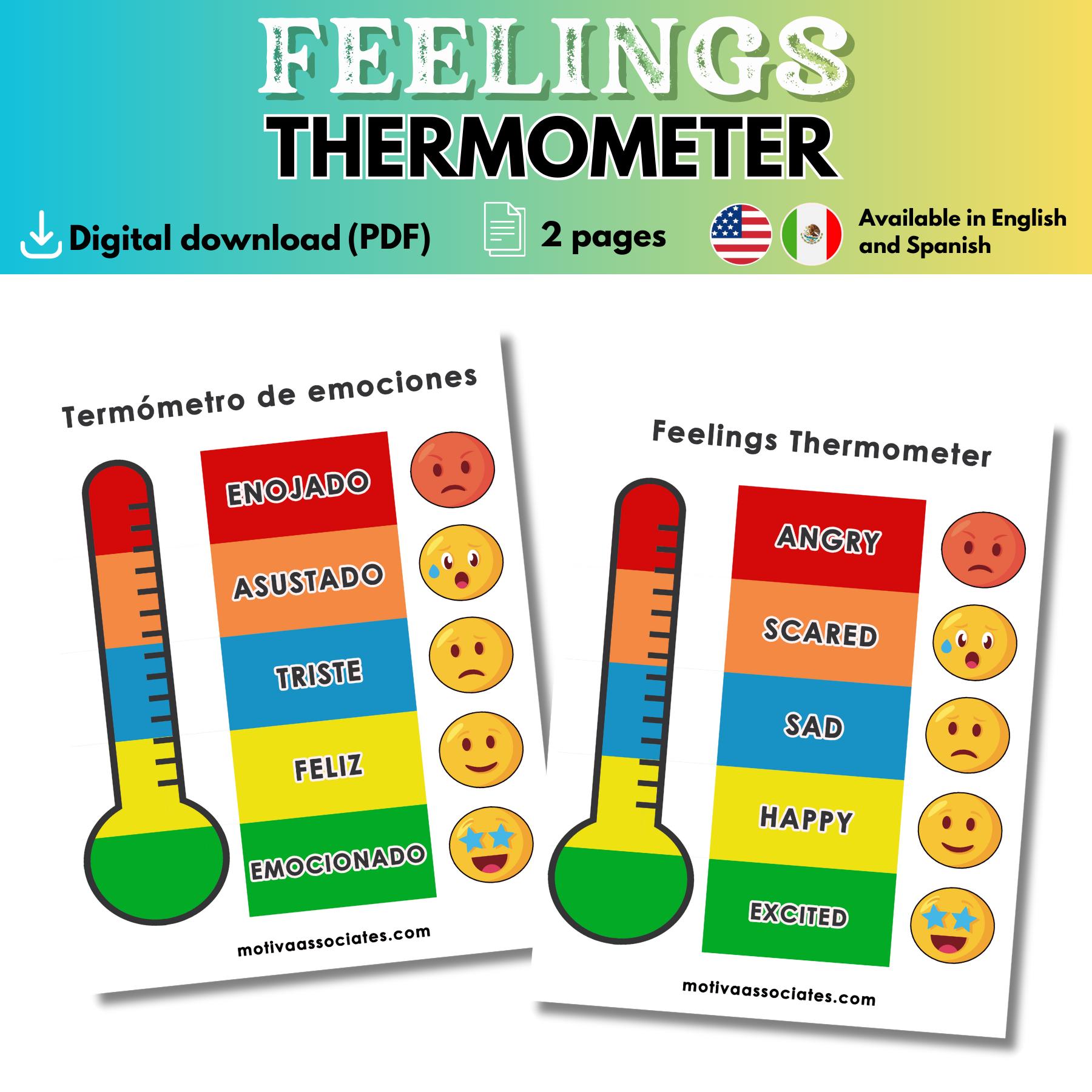 Feelings Thermometer / Termometro De Emociones (english & Spanish) - Etsy