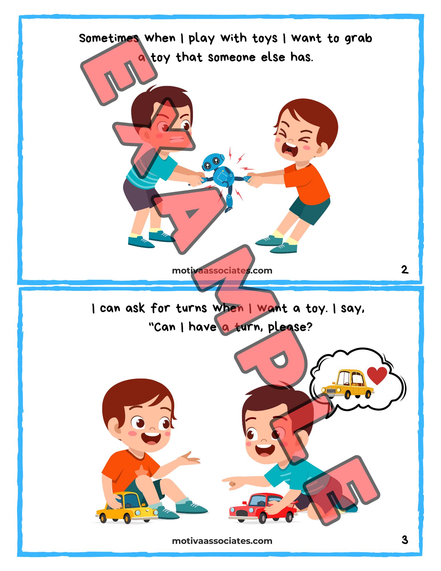 Social Story - Sharing and Taking Turns / Compartir Y Tomar Turnos ...