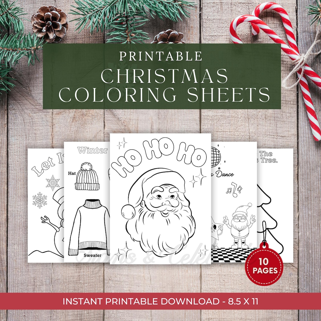 Printable Christmas Coloring Pages Bundle Fun Holiday Designs - Etsy