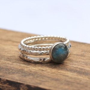 Silver Labradorite Ring, Silver Stacking Ring, Labradorite Silver Ring ...