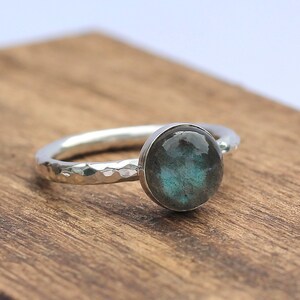 Silver Labradorite Ring, Silver Stacking Ring, Labradorite Silver Ring ...