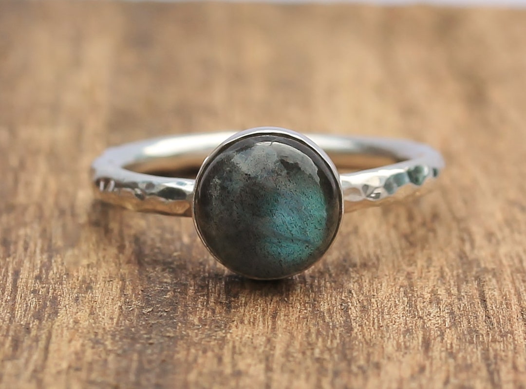 Silver Labradorite Ring, Silver Stacking Ring, Labradorite Silver Ring ...