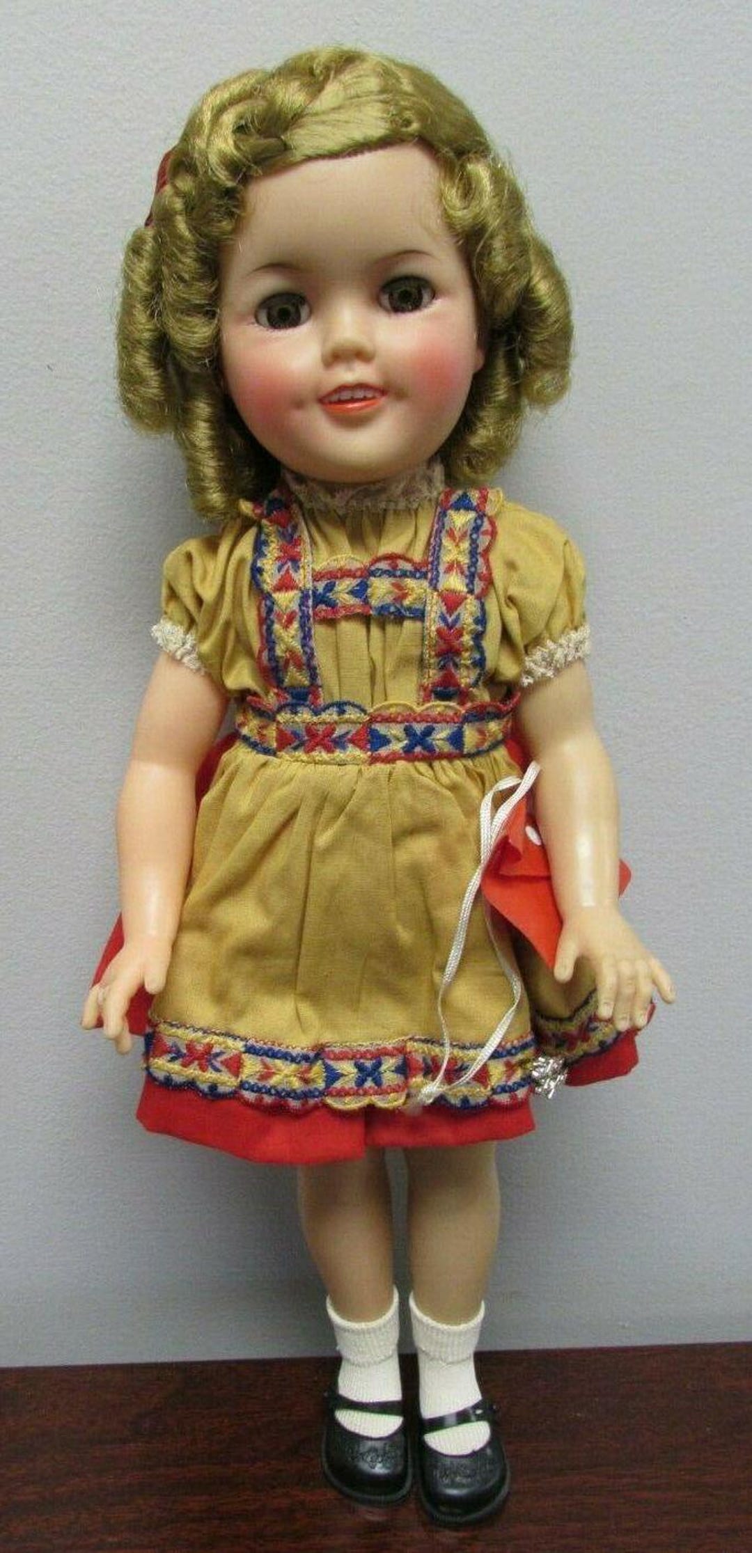 1958-59 17-inch Vinyl Shirley Temple Doll in Yellow/red Heidi Dress - Etsy