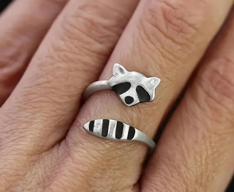 Adjustable Raccoon Ring: Whimsical Animal Jewelry - Etsy