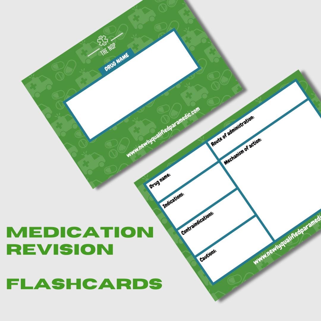 Medication Revision Flashcards for Student Paramedics, Paramedics ...