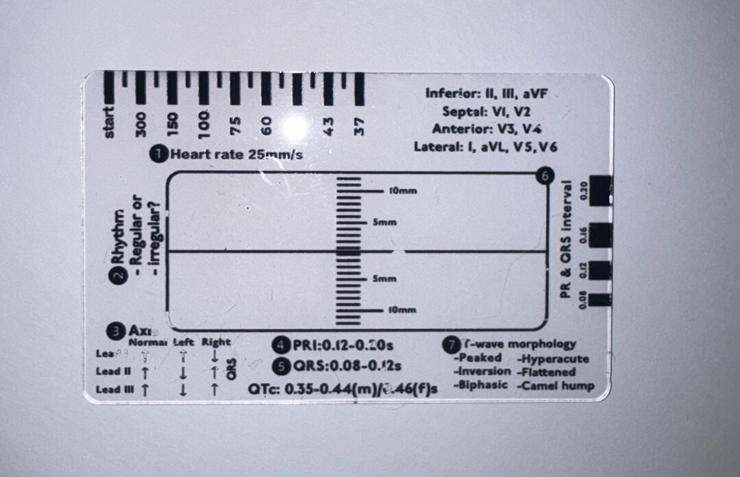 ECG / EKG Transparent Ruler/card. Pocket Sized and Able to Fit Into ID ...