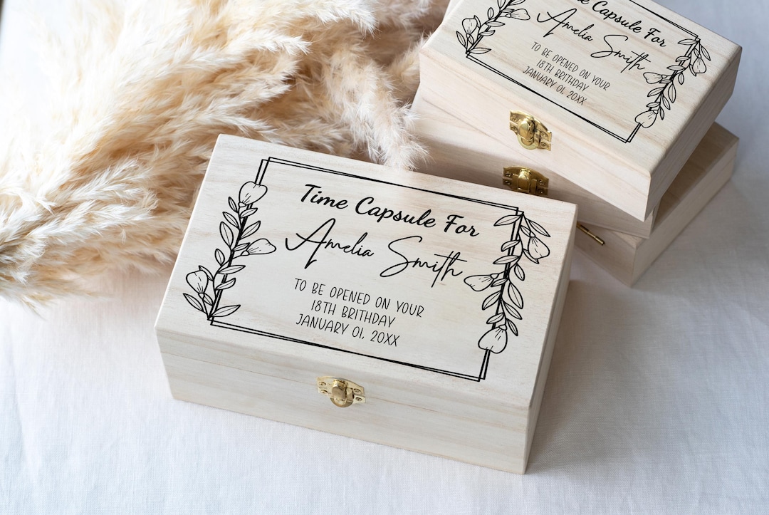 Personalized Baby Keepsake Box, First Birthday Time Capsule, Custom ...