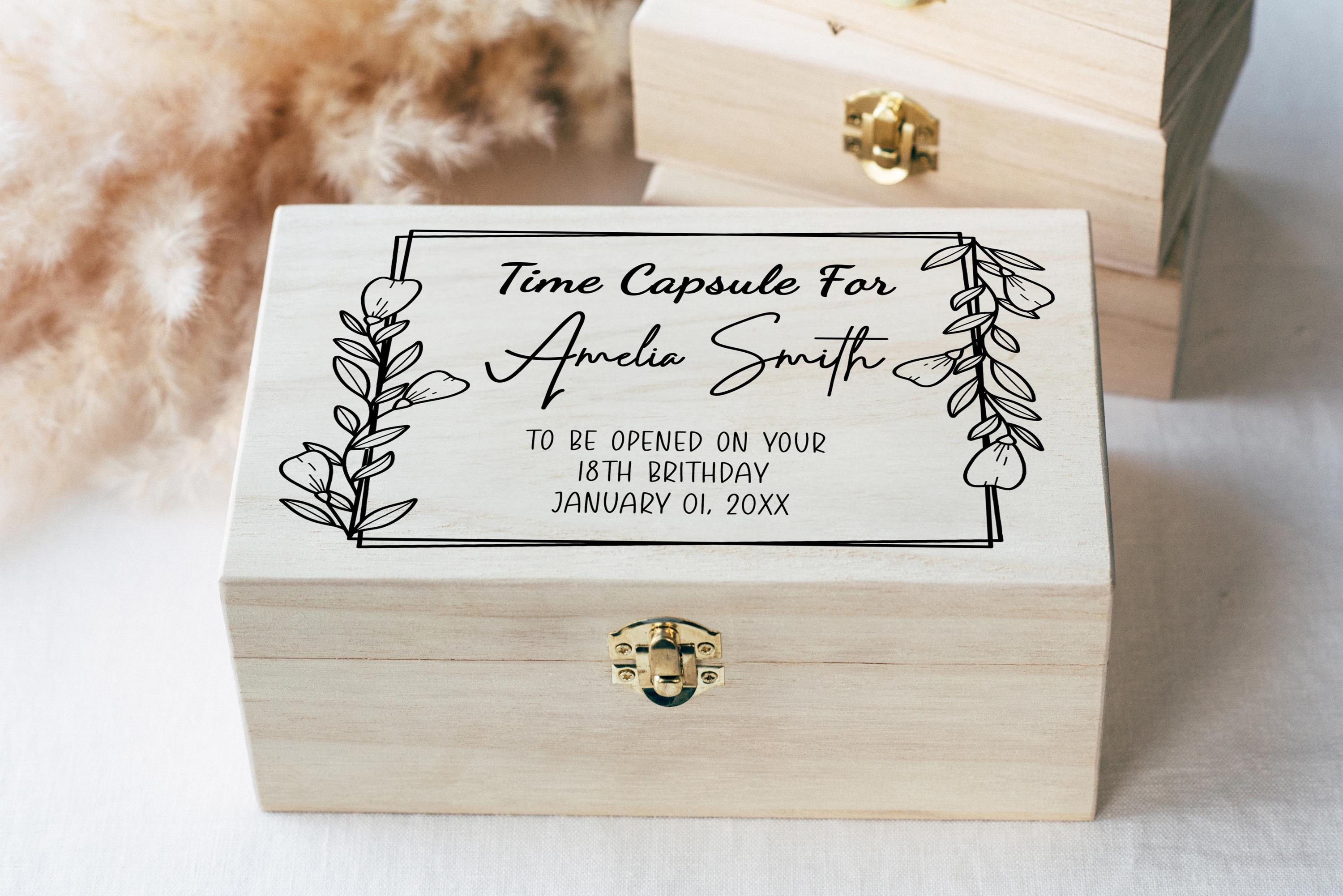 Personalized Baby Keepsake Box, First Birthday Time Capsule, Custom ...