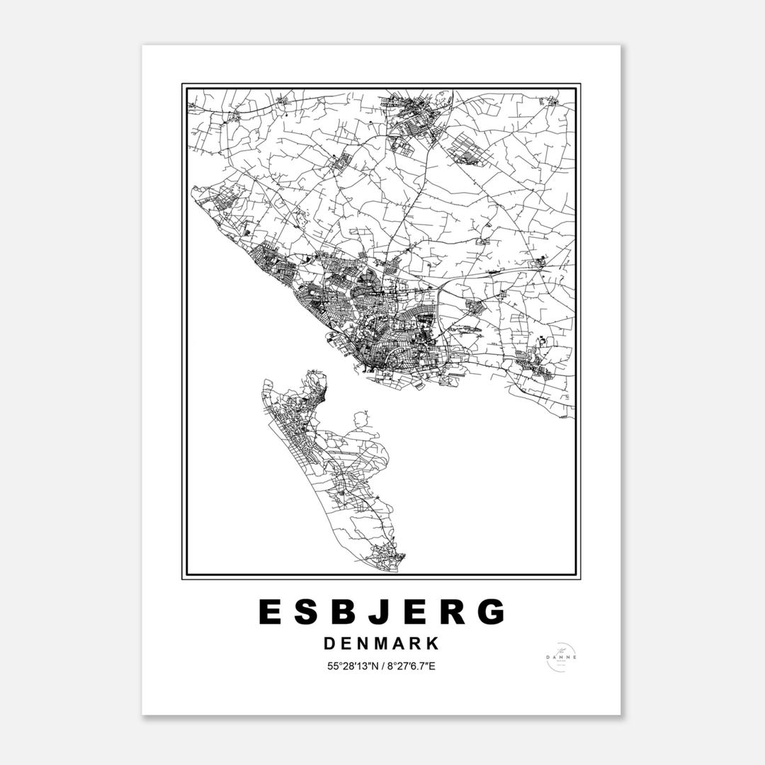 Esbjerg City Map Poster Street Map Art for Home Decor Digital Download ...