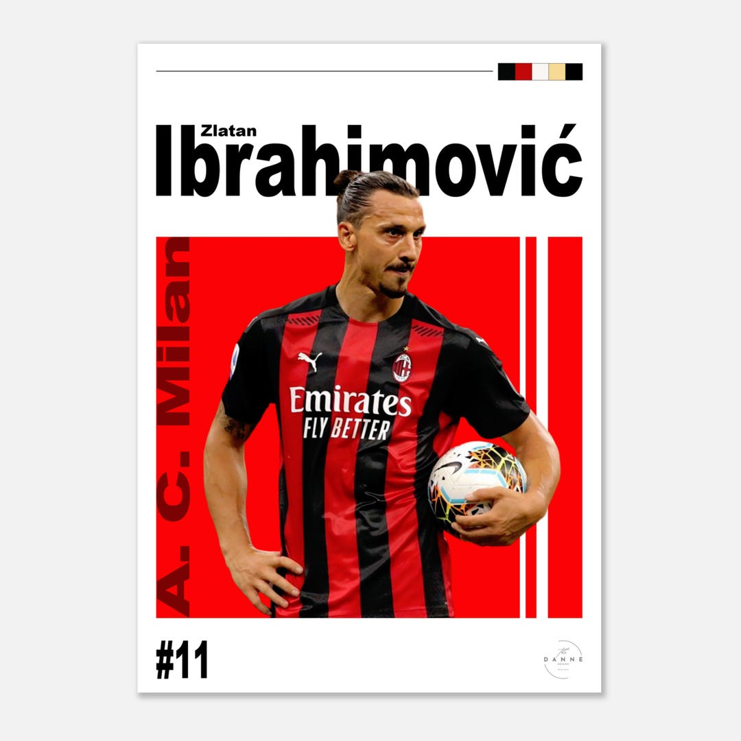 Zlatan Ibrahimovic Football Player Poster | Sports Wall Art | Gift for ...