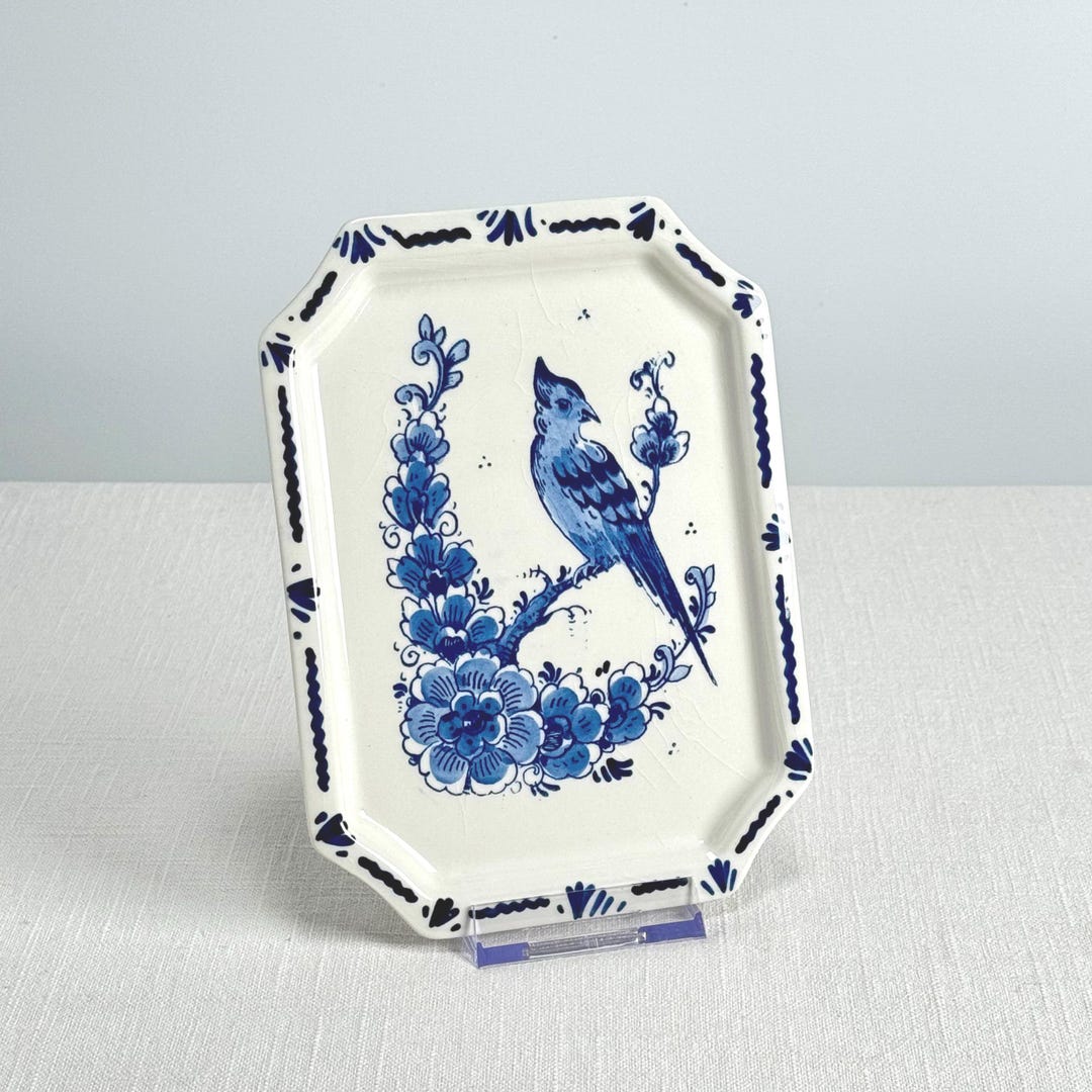 Vintage Delft Wall Hanging Delft Wall Plaque Bird Wall Plate Wall Decor ...