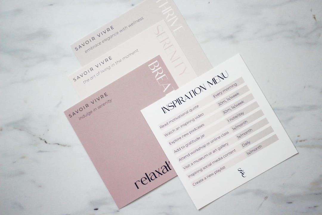 Editable Self Care & Lifestyle Menu Cards (printable PDF) - Etsy