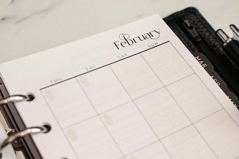 Half Letter Monthly Planner Printable, Luxe Monthly Inserts, Tul ...