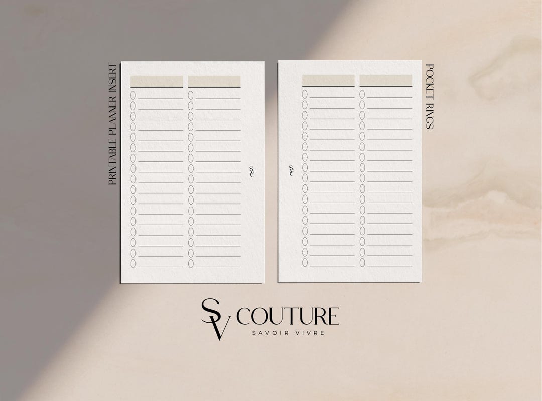 Pocket Rings Checklist Printable: Dual Column To-do List (PDF) - Etsy