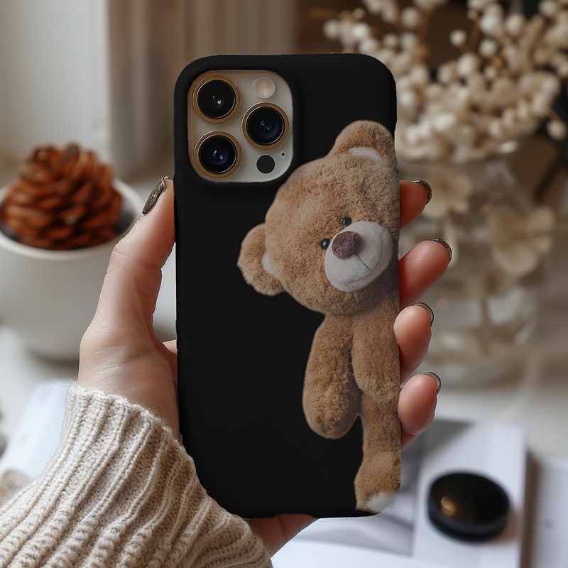 Teddy Bear Phone Case Black - Etsy