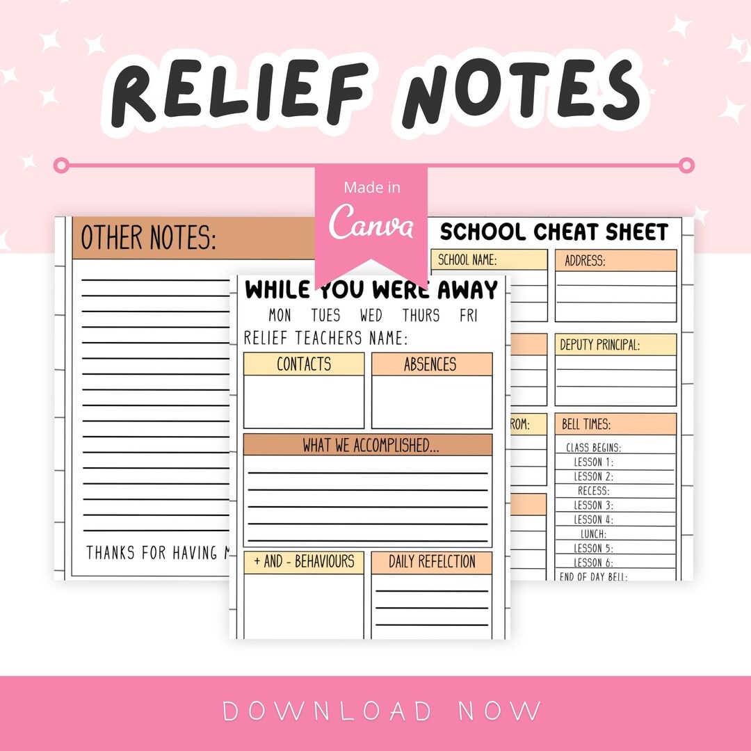 Relief Teacher Notes | Classroom Handovers, Daily Reflections, Absent ...