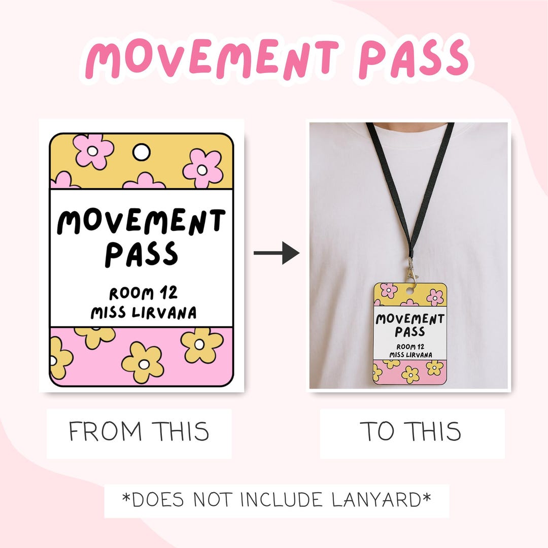 Movement Pass | Teacher Organisation | Editable Canva Passes, Front and ...