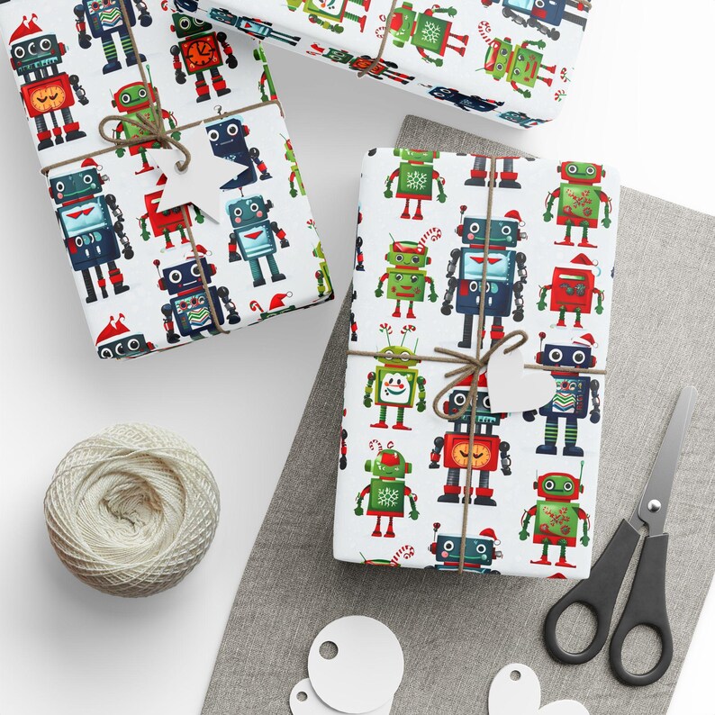 Robot Christmas Wrapping Papers - Etsy