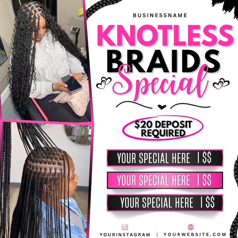 Braids Special Flyer | Editable Canva Template | Hairstylist | Braider ...