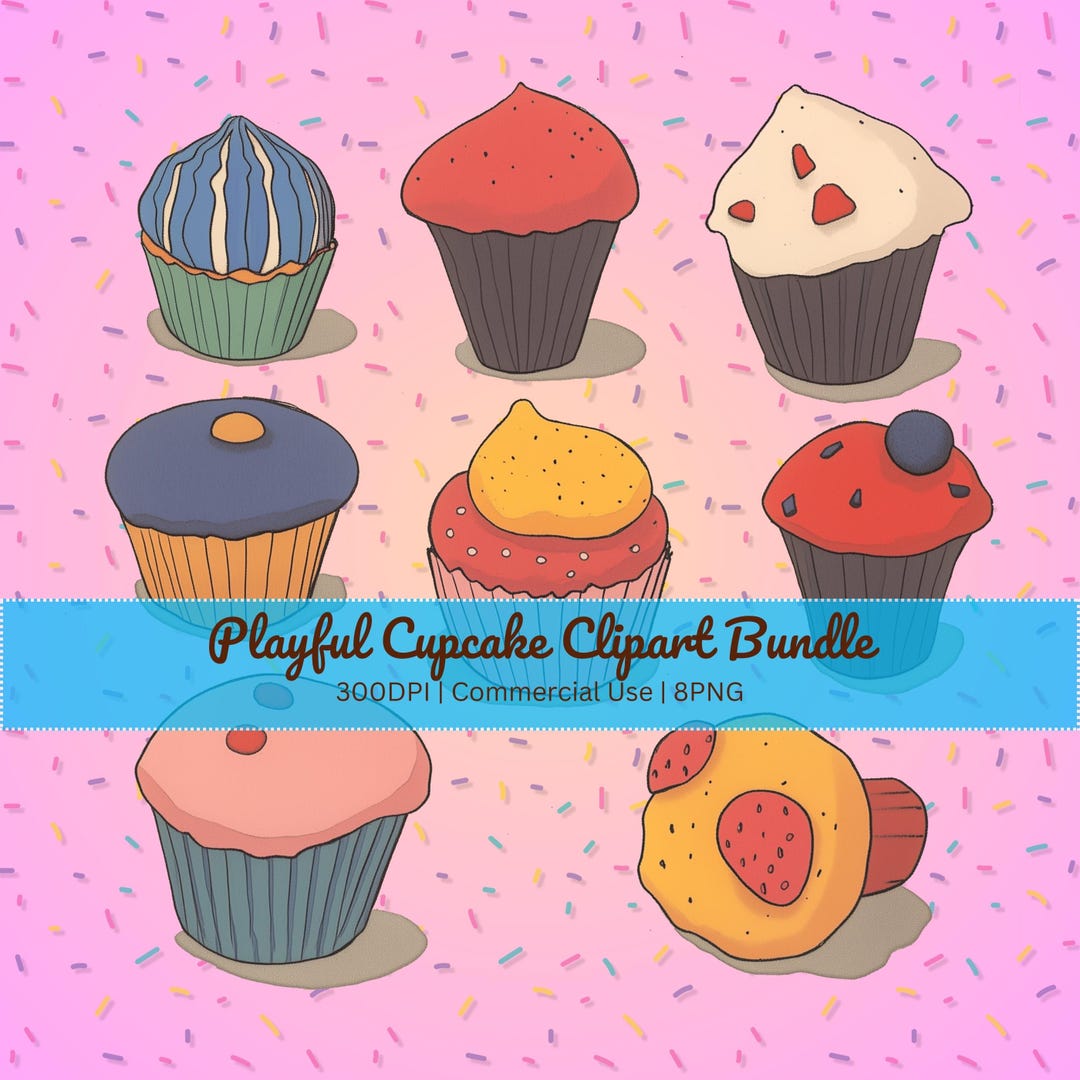 Water Color Cupcake Clip Art Set | 8 Whimsical Dessert Illustrations ...