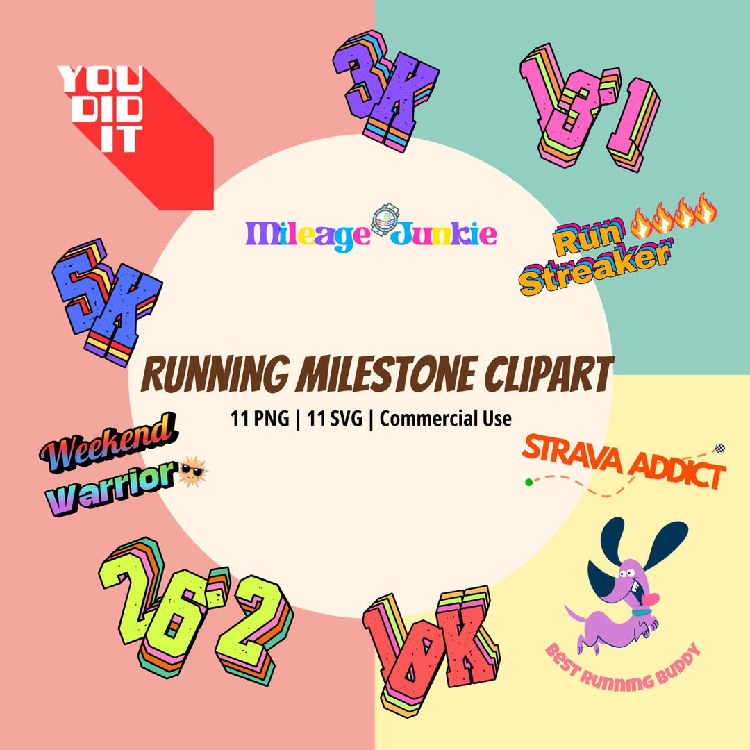 Running Milestone PNG and SVG | Runners Vibe Clipart | Supplies to Make ...